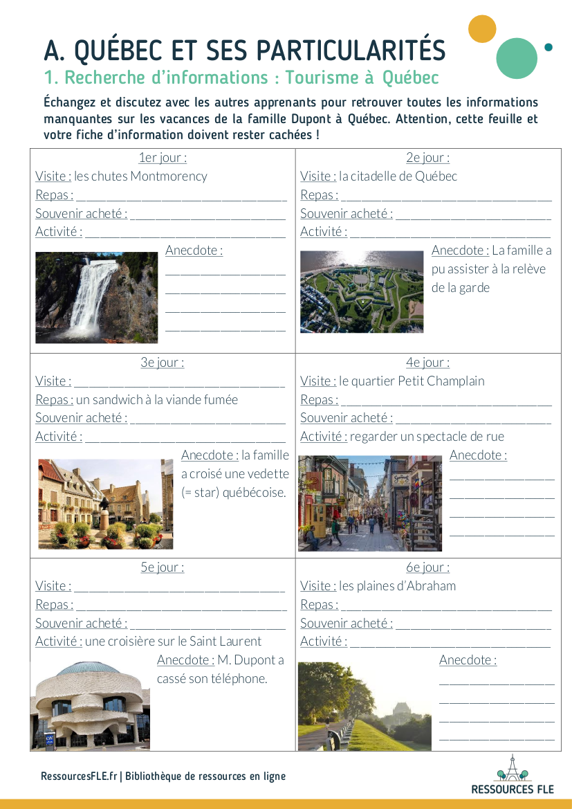 Activité FLE B1 | À la découverte d'une ville francophone... Québec